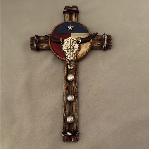 Wall Decor | Texas Rustic Western Wall Cross With Bull Skull Design ...
